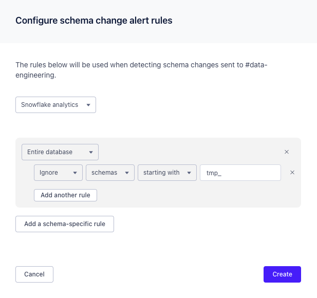 Configuring schema change