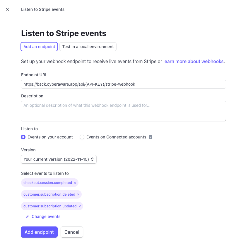 Creating Stripe Webhooks