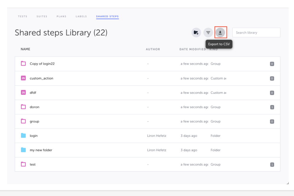Export Shared Steps To CSV