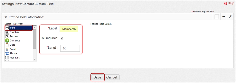 Creating a New Custom Field
