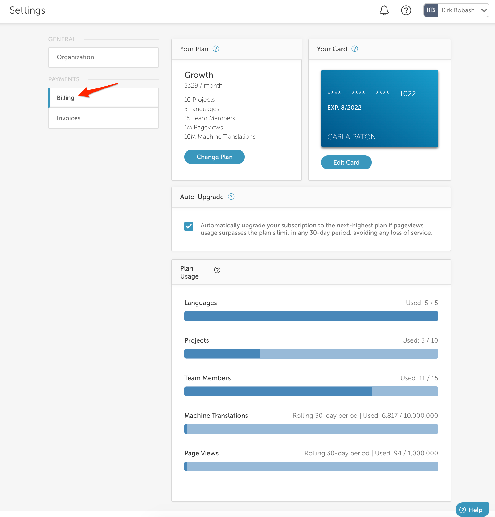 Organization Overview and Settings