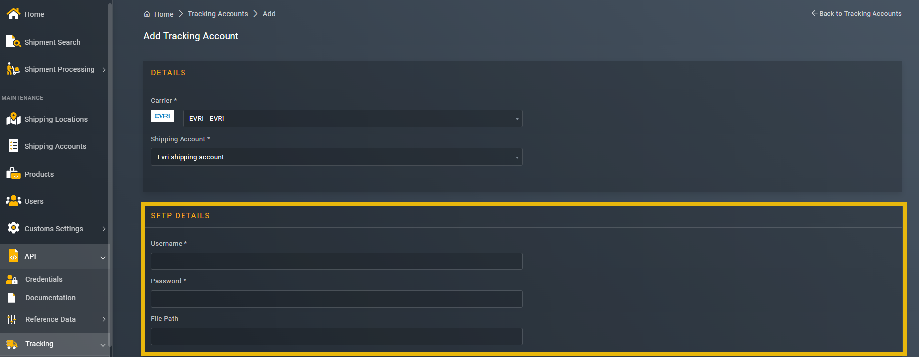 Evri Tracking account setup