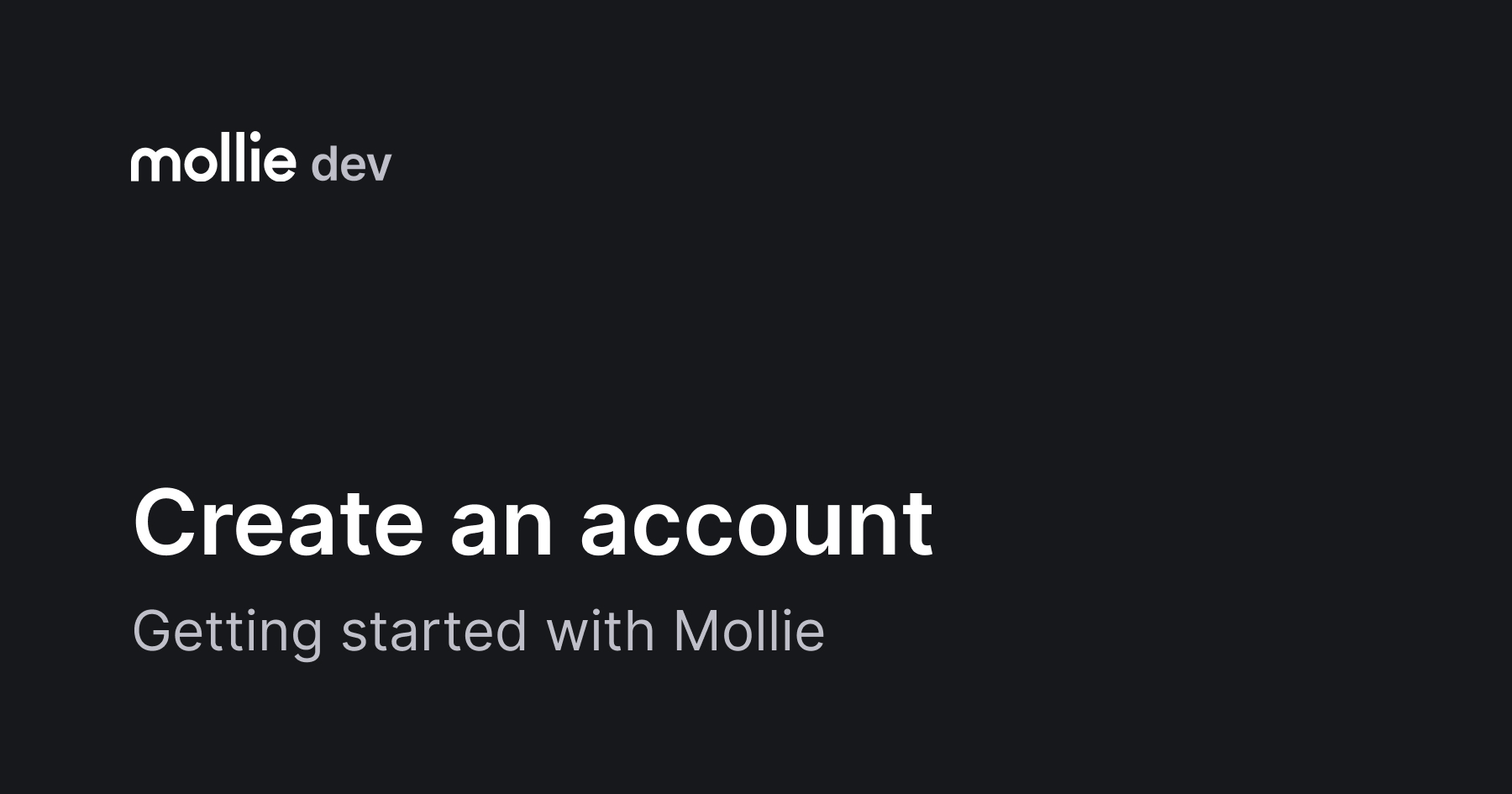 Create an account | Mollie Documentation