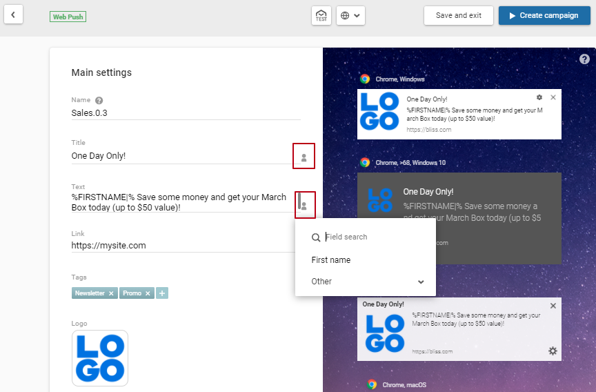 Creating a Web Push Notification