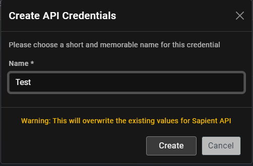 Create API Credentials