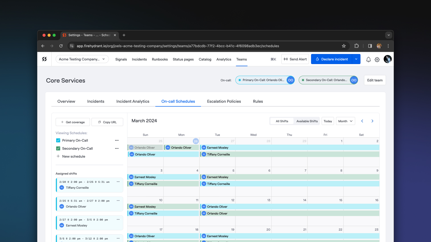 On-Call Schedules | FireHydrant
