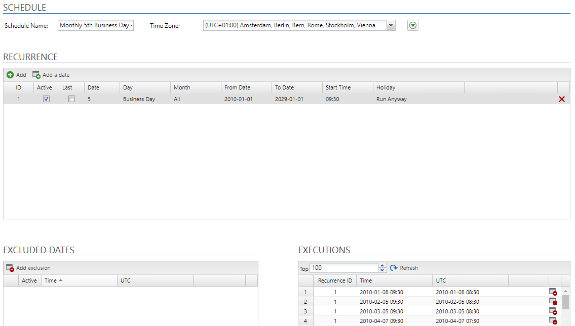 Administering Schedules