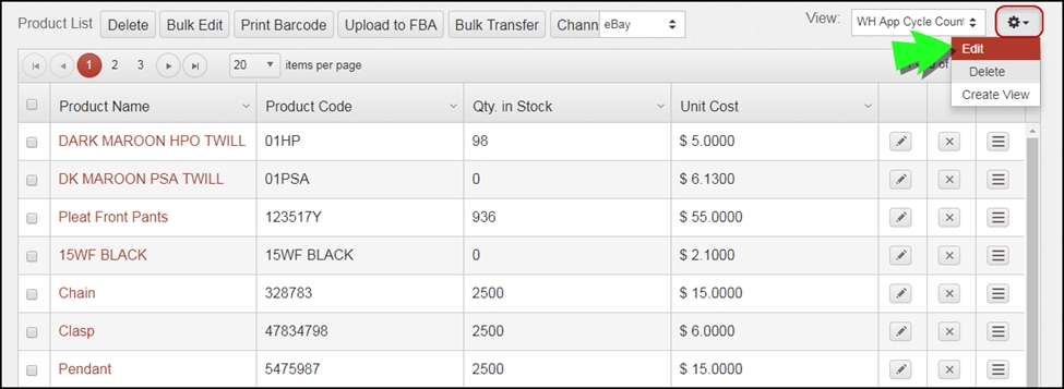 - Cycle Count Product List Customization