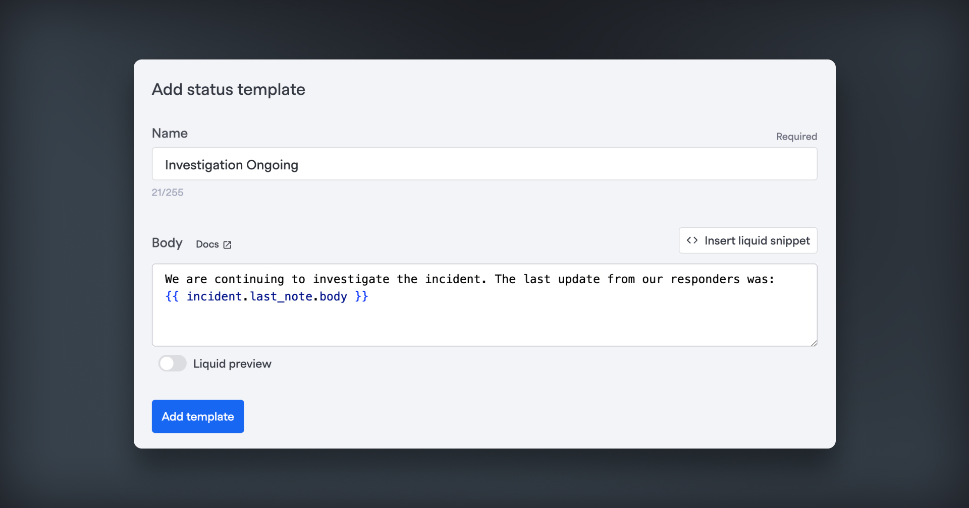 Status Templates | FireHydrant