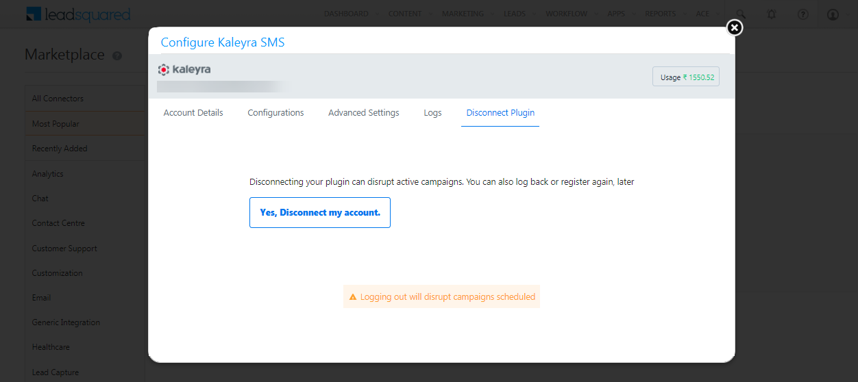 Kaleyra SMS with LeadSquared