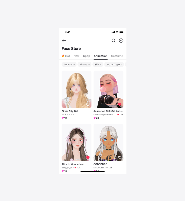 Introducing the Face Store, where you can find attractive custom avatar ...
