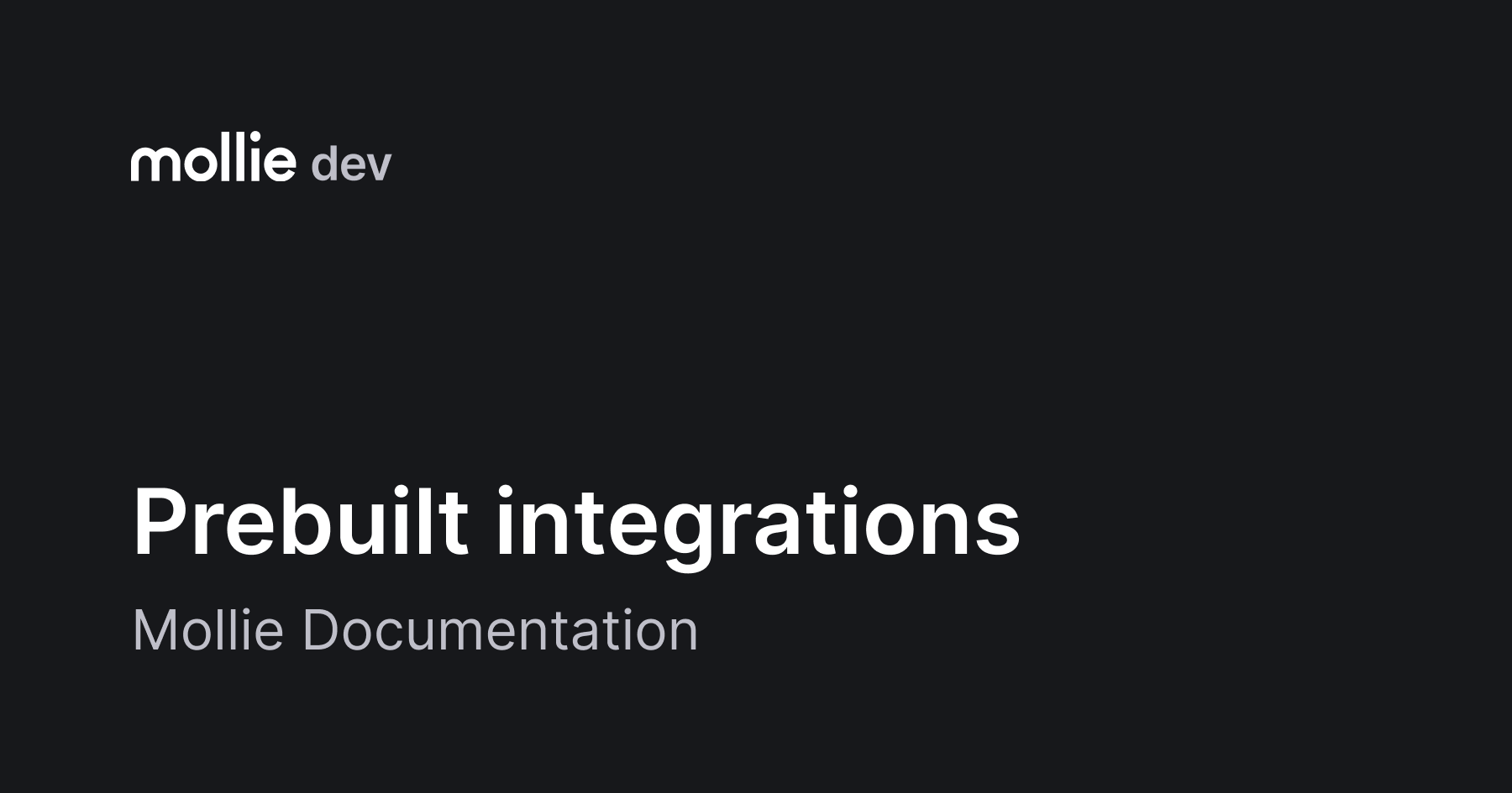 Prebuilt integrations | Mollie Documentation