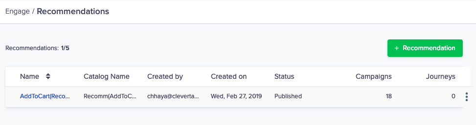 Creating a Recommendation