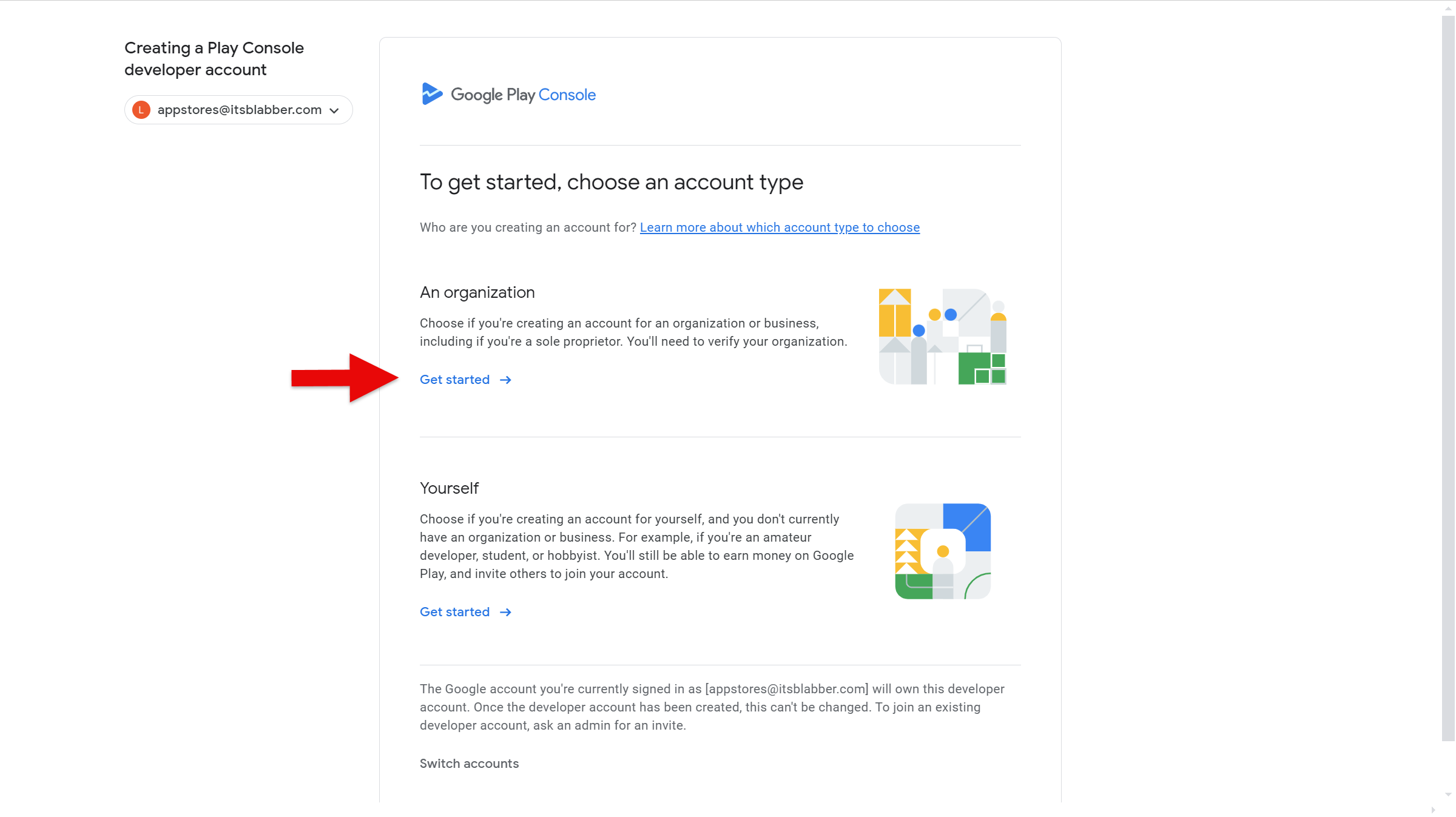 Create Google Developer account – Blabber