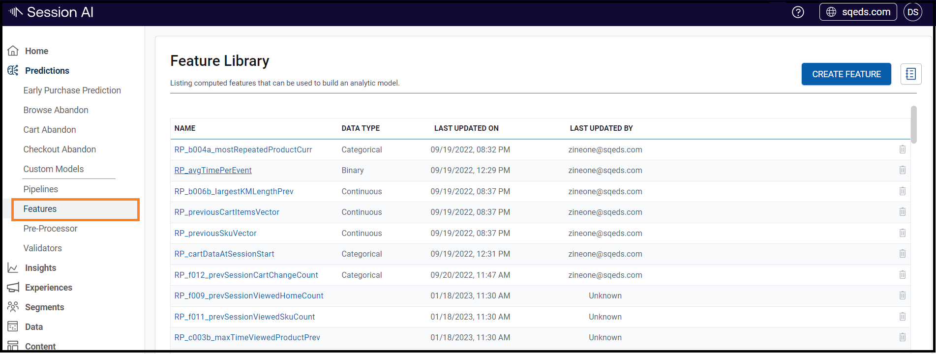 Creating Feature Library
