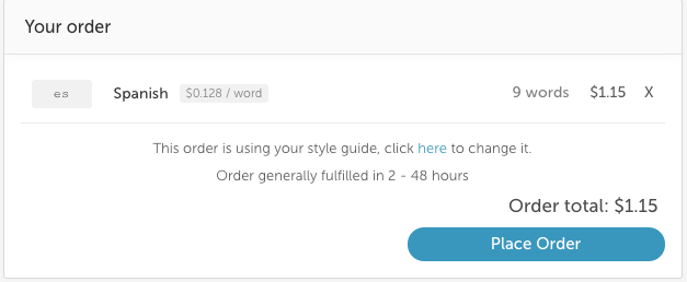 Ordering translations for custom text