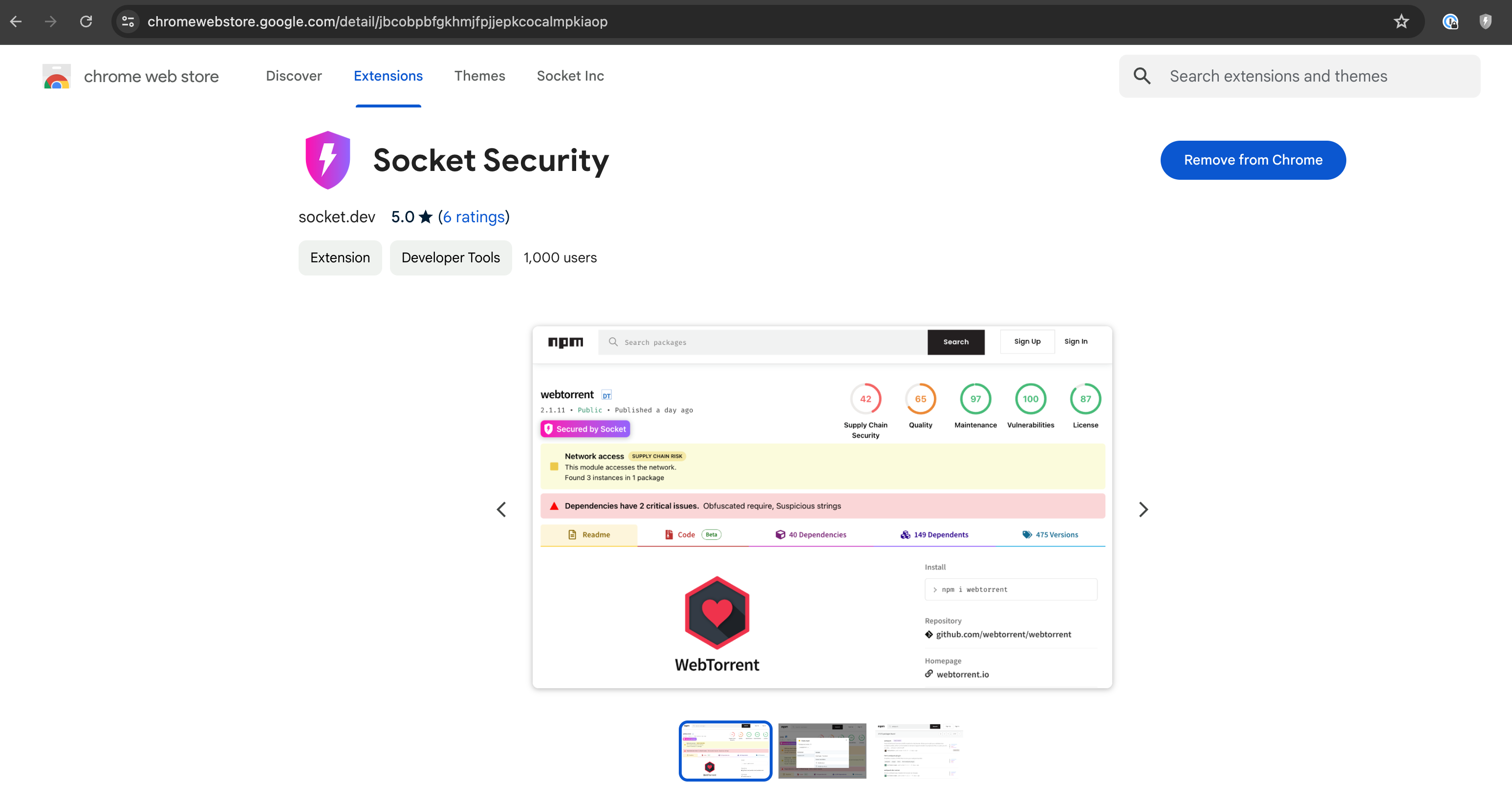 Socket Chrome Extension