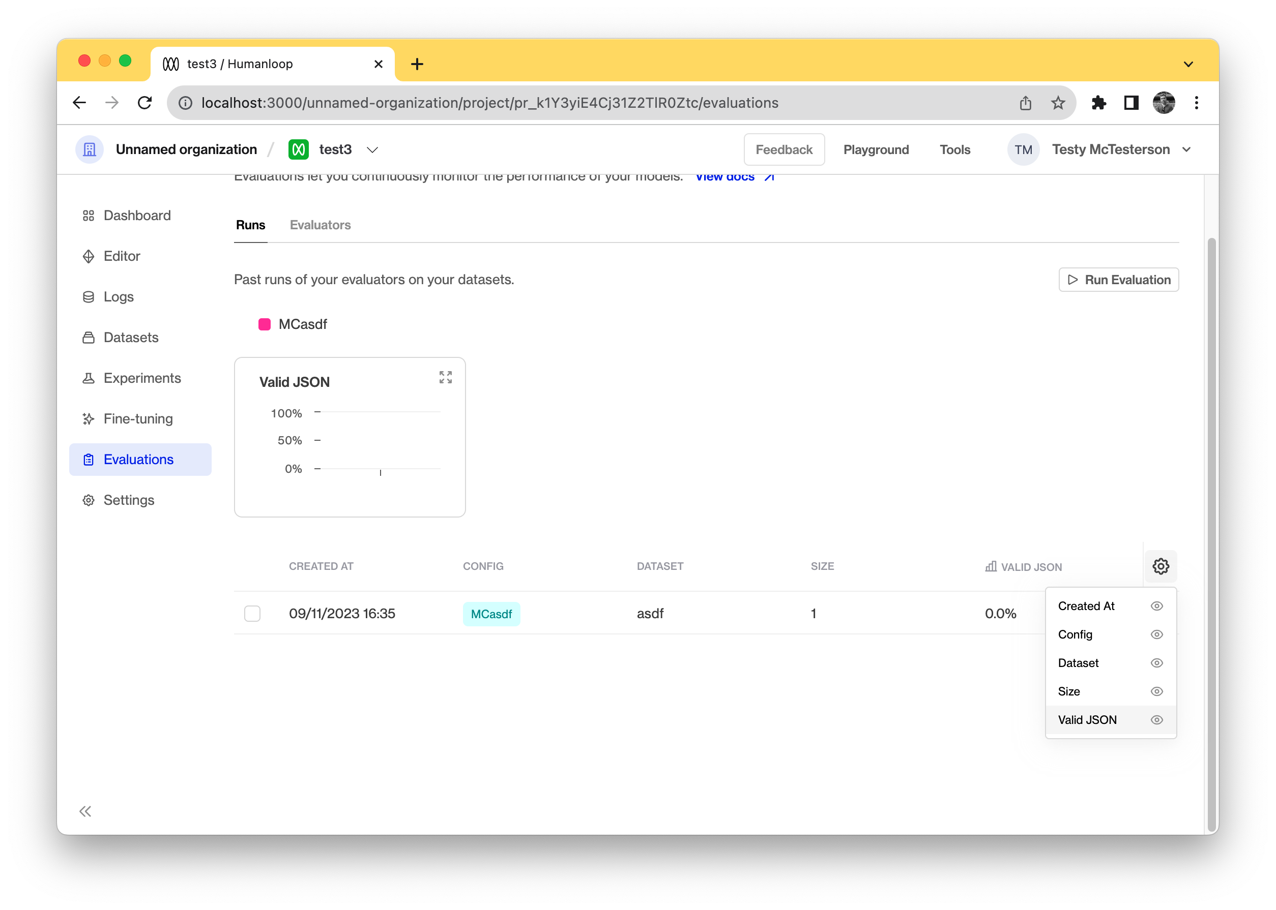Evaluation comparison charts