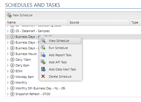 Administering Schedules
