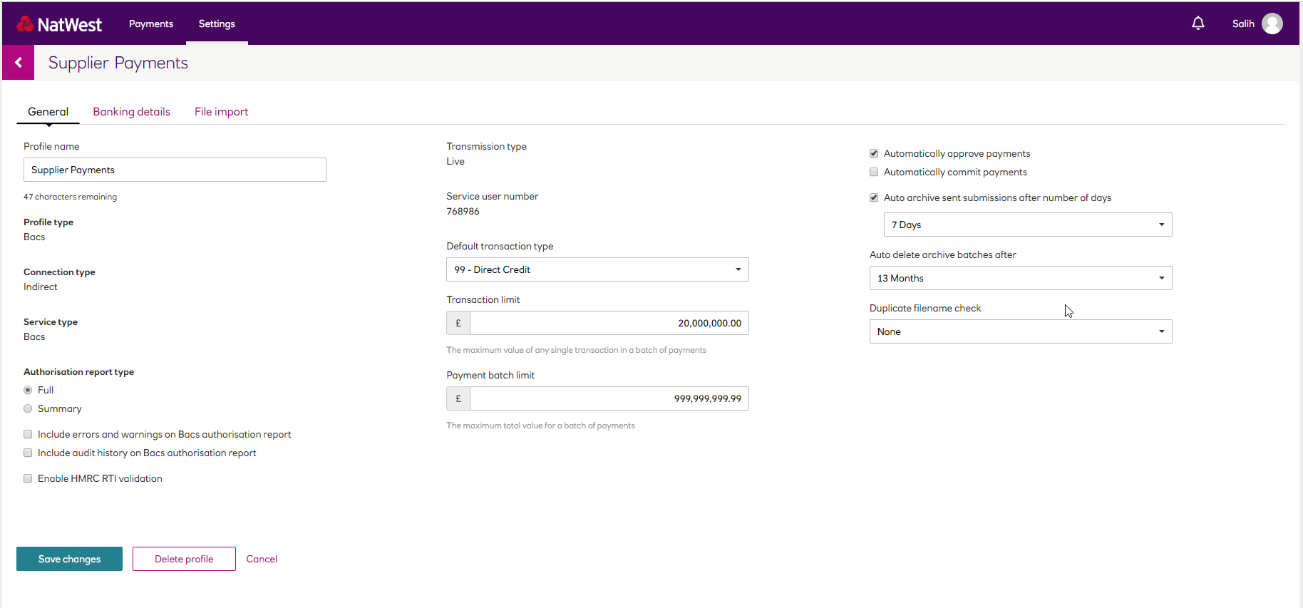 Understanding a payment profile