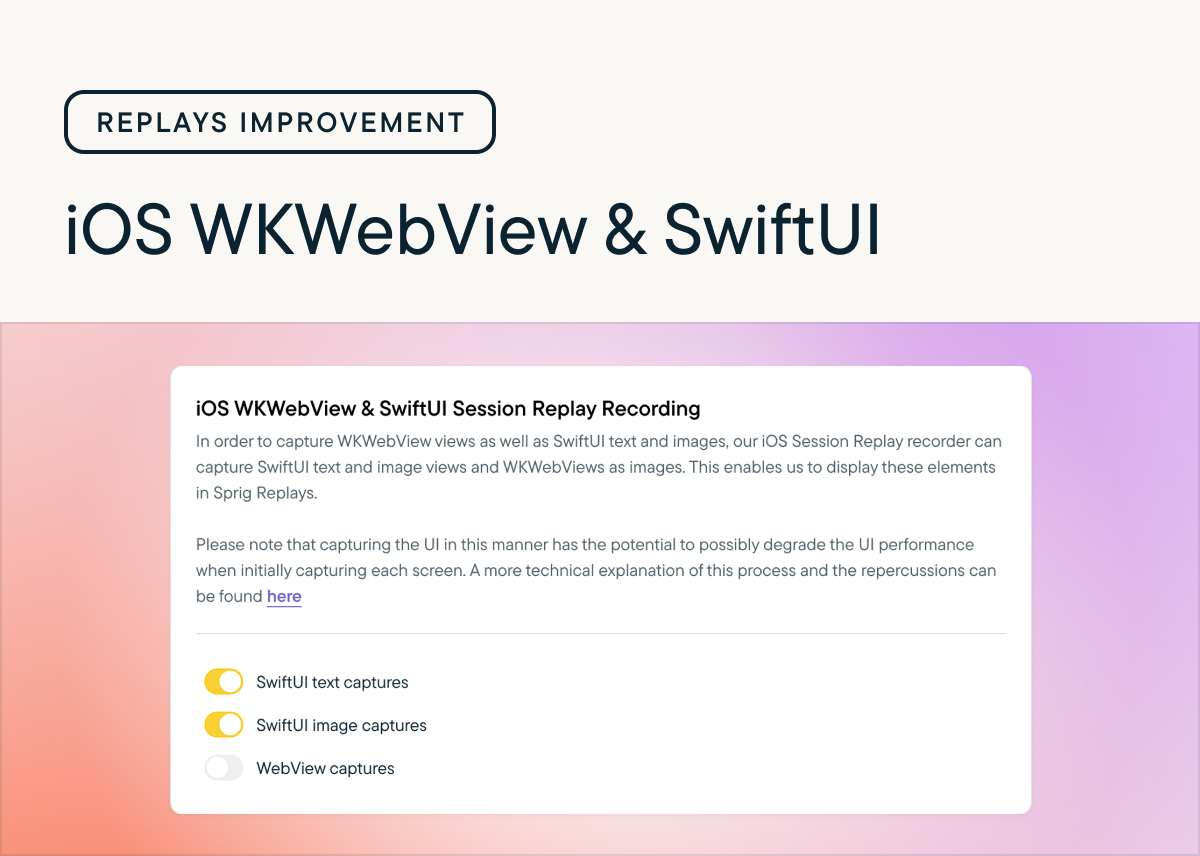 Sprig Mobile Replays: Capture WKWebView views and SwiftUI text and images
