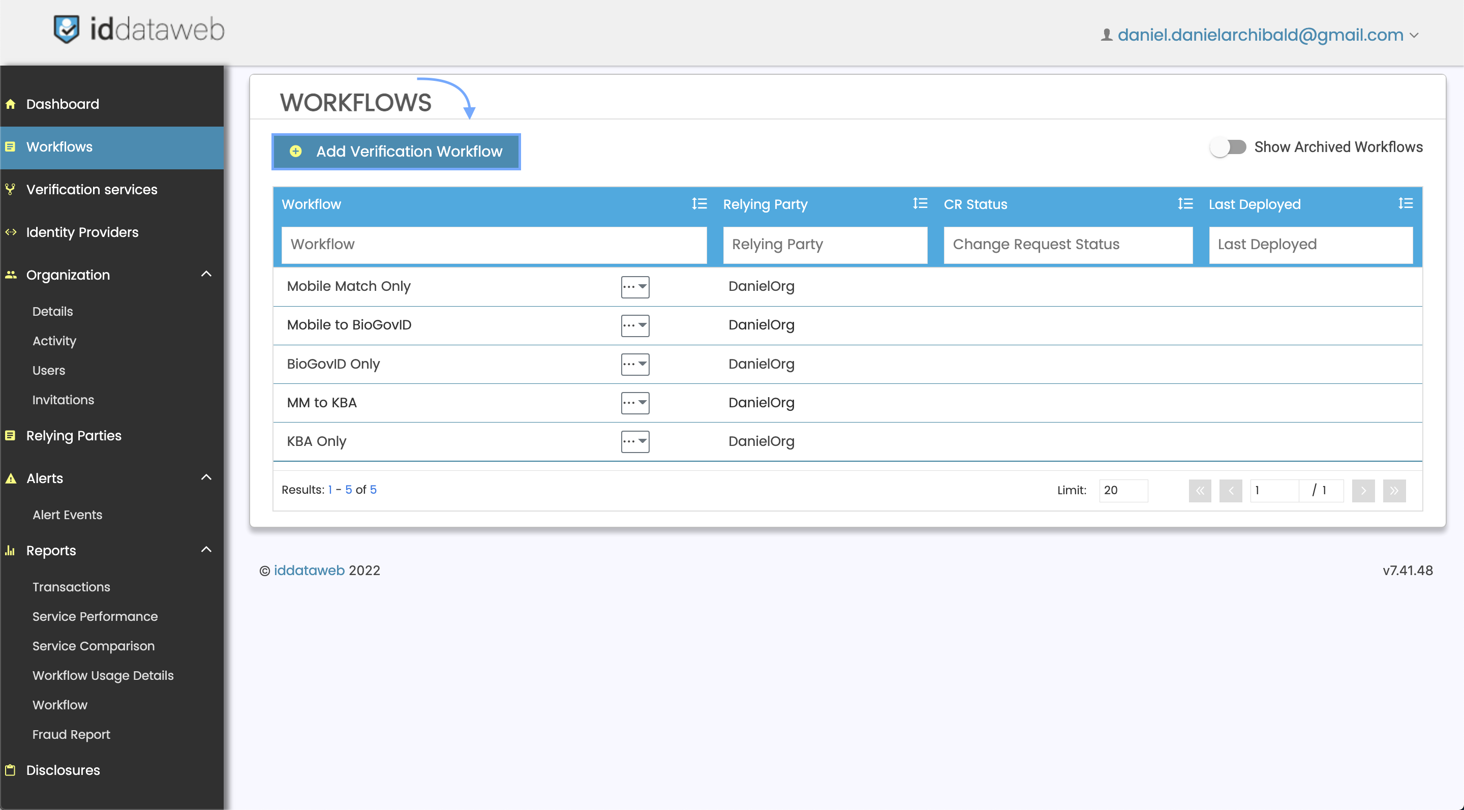 Creating a new Verification Workflow