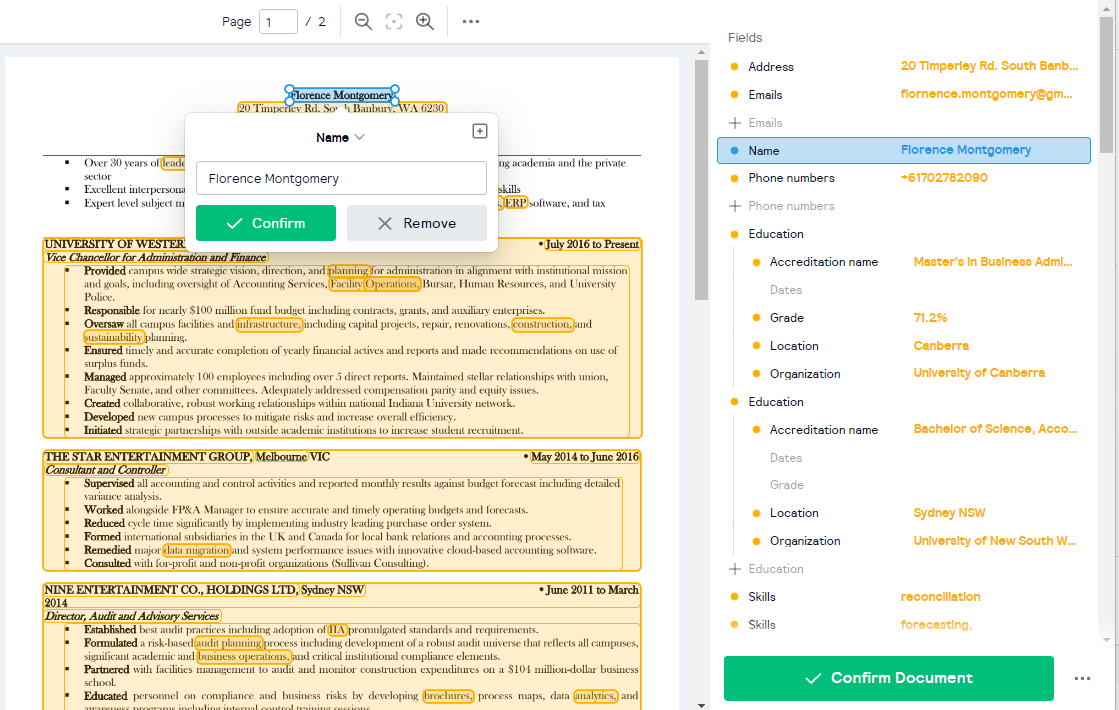 Resume Parser Visualization