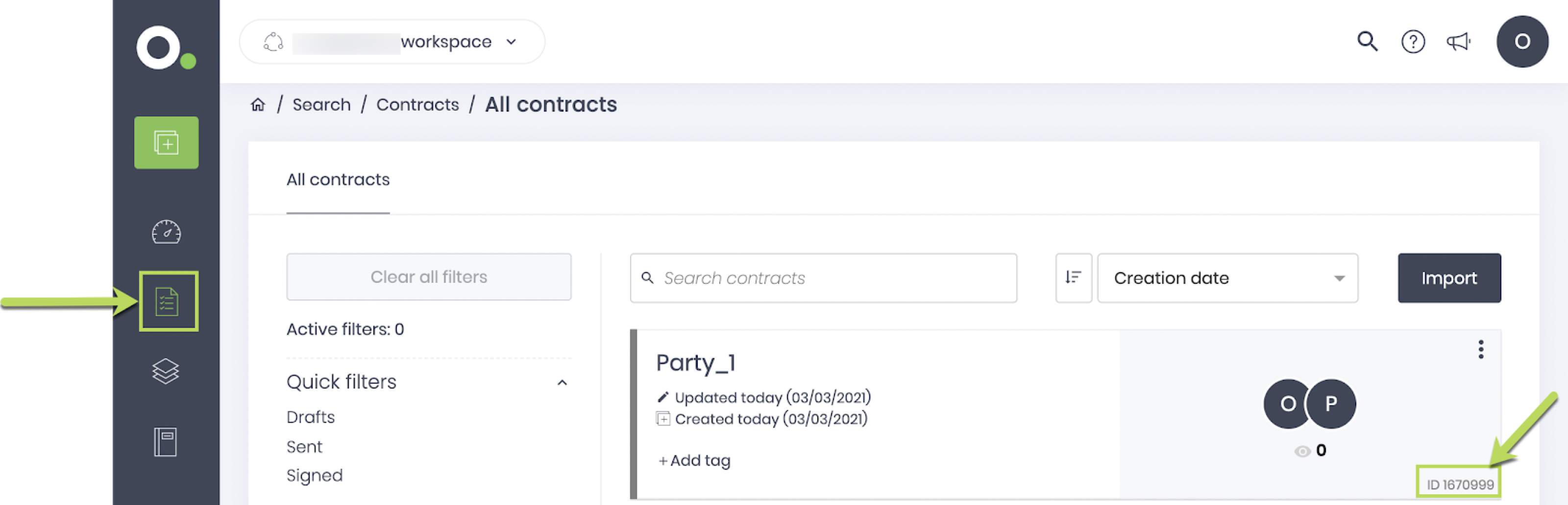 Create an access link to a contract