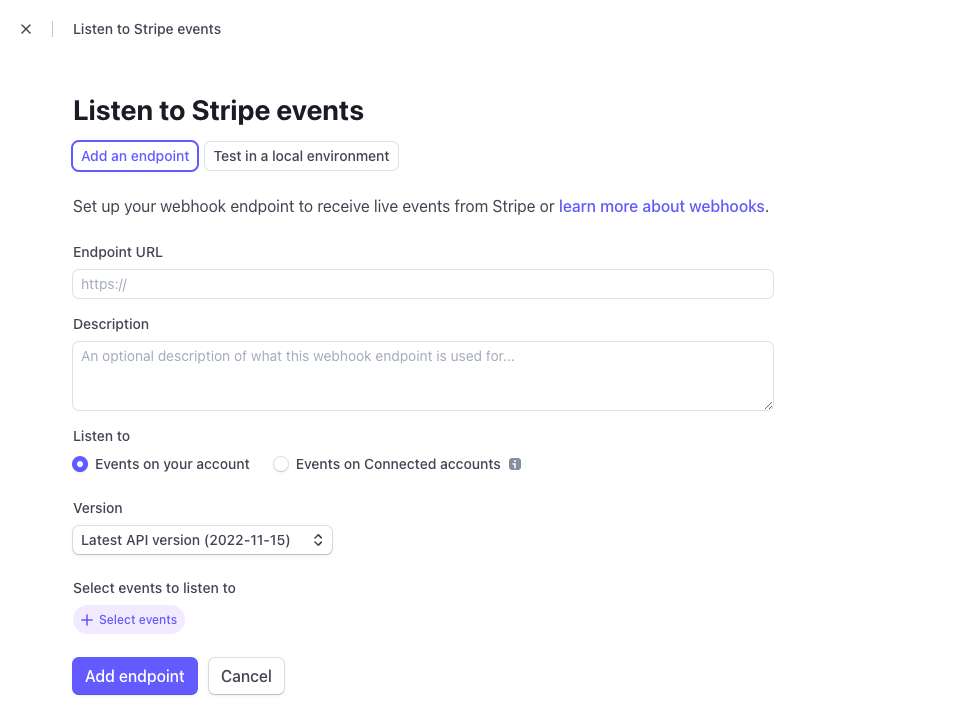 Creating Stripe Webhooks