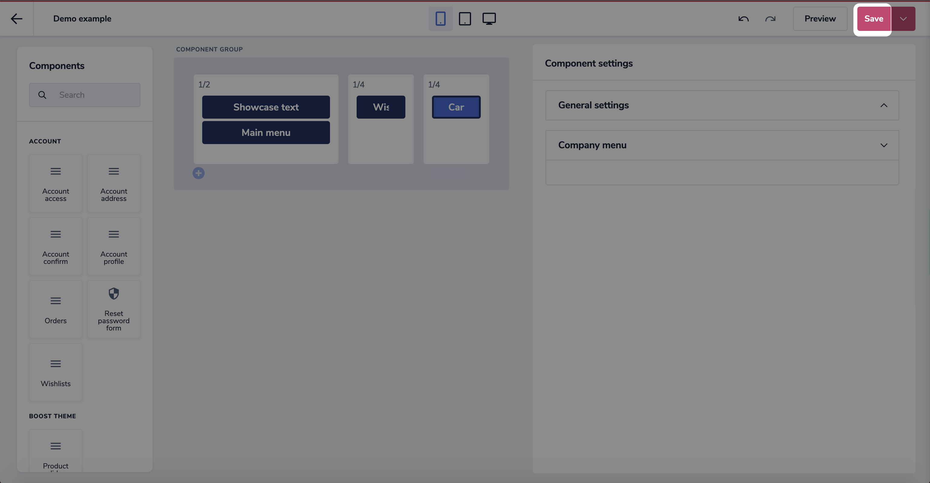 Creating a component group