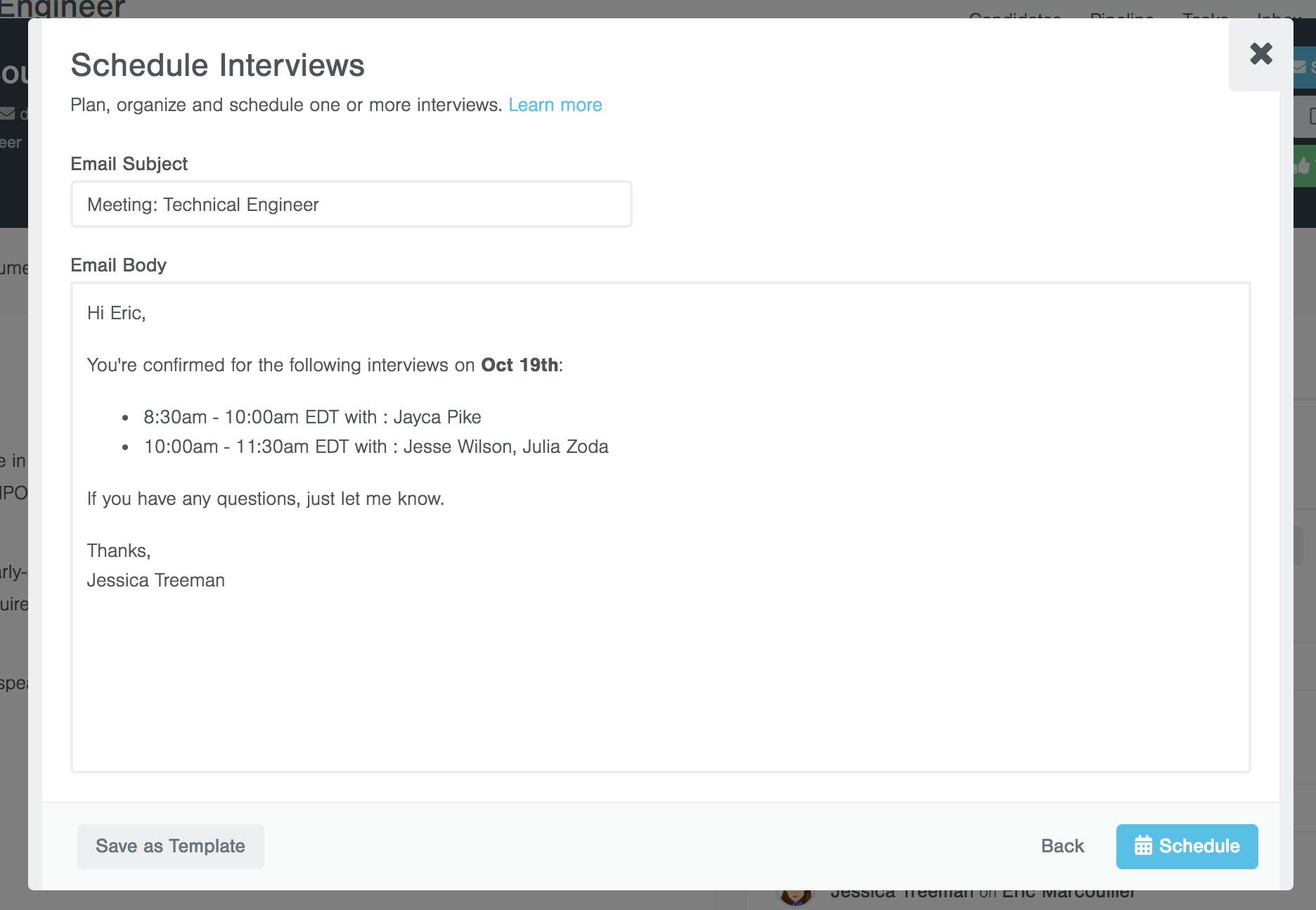  Scheduling Candidate Interviews