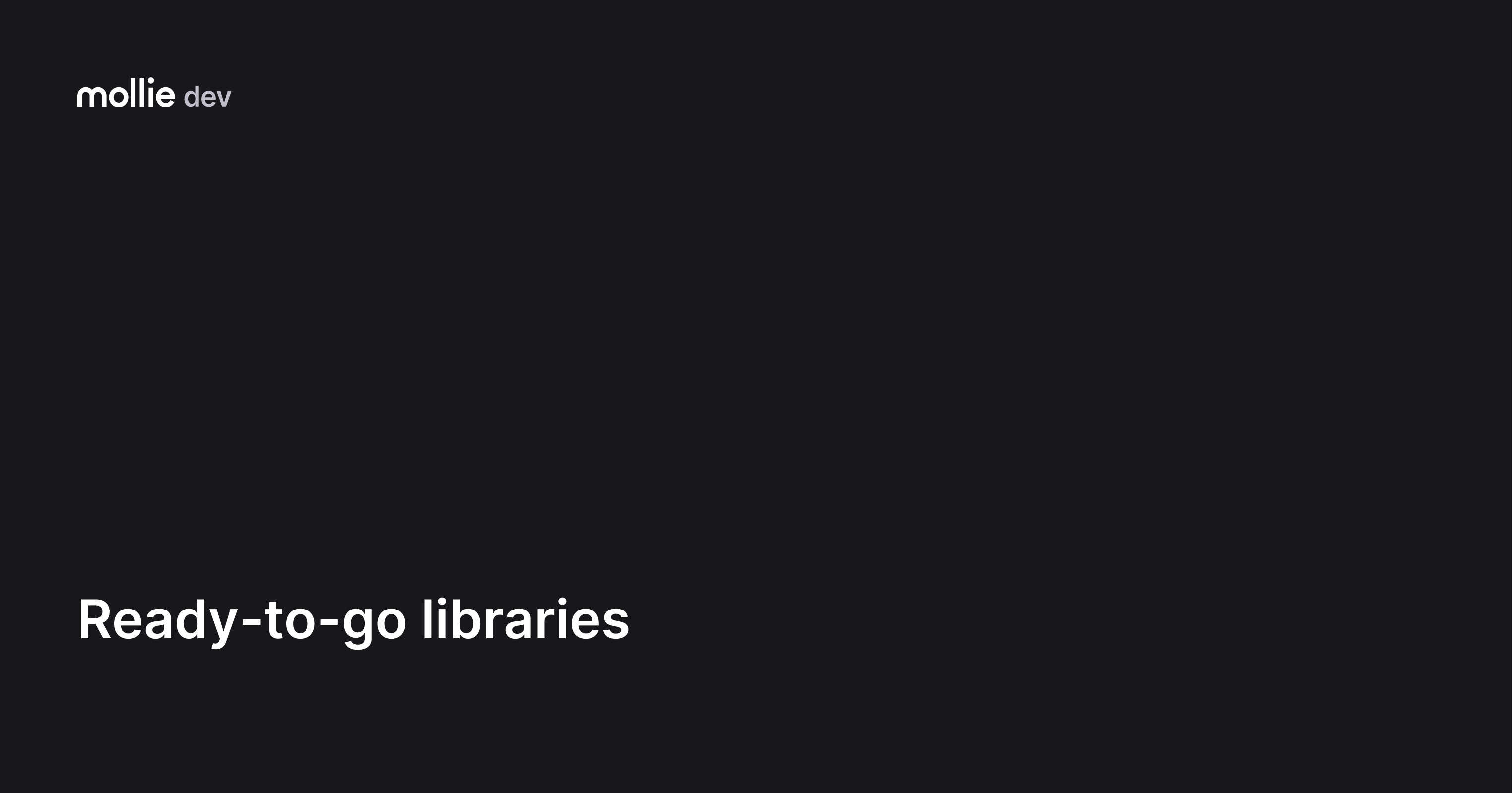 Ready-to-go libraries | Mollie Documentation