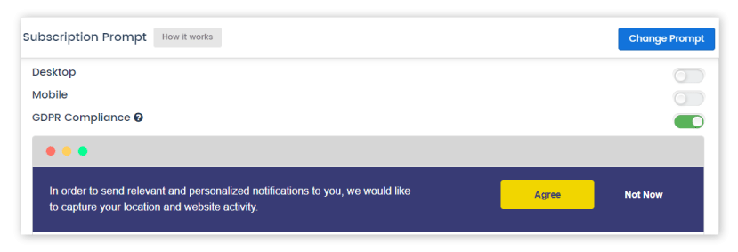 GDPR Compliant Subscription Prompt