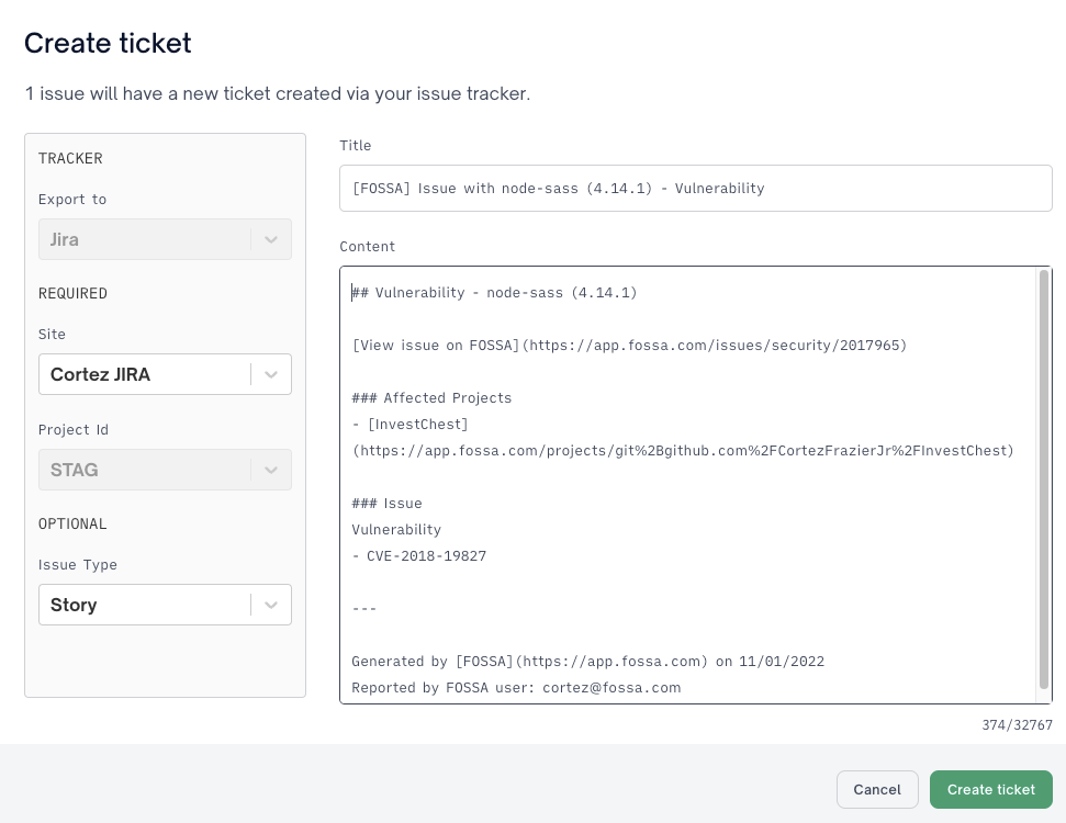 Creating A Jira Ticket