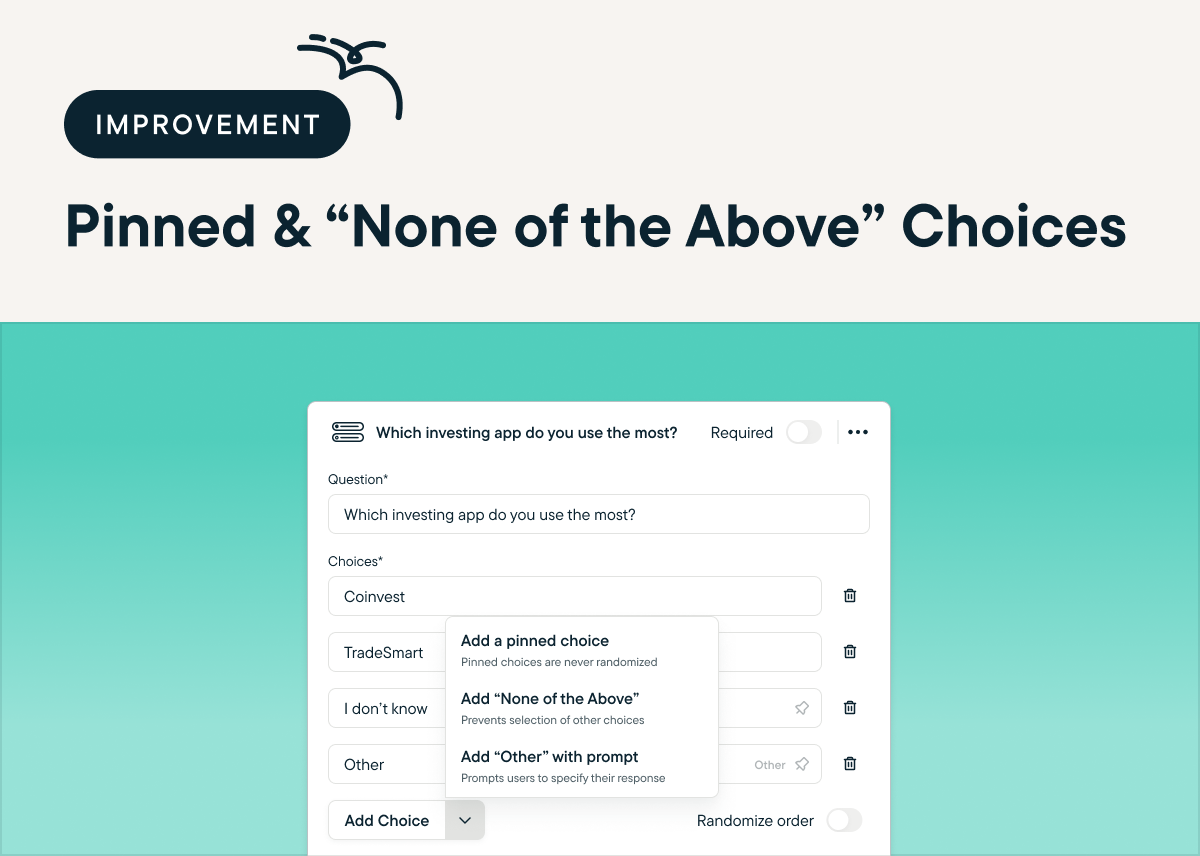 Customize Multiple Choice Survey Questions With New Response Choice Options