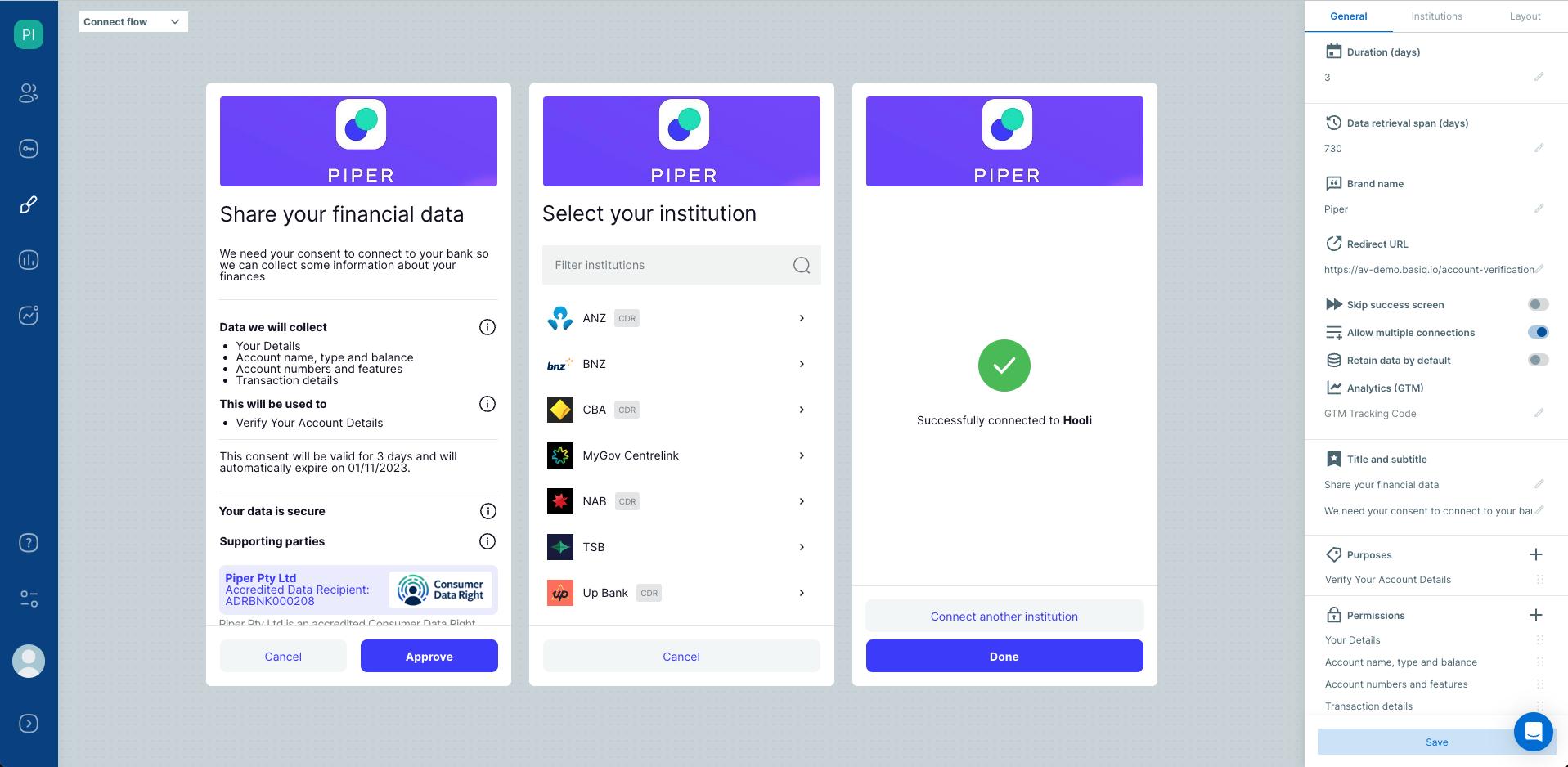 Basiq's Customise UI