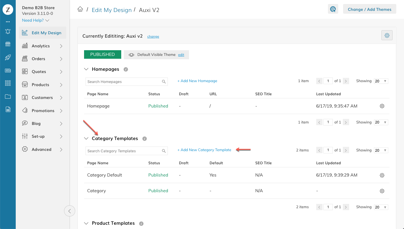 Multiple Category Templates