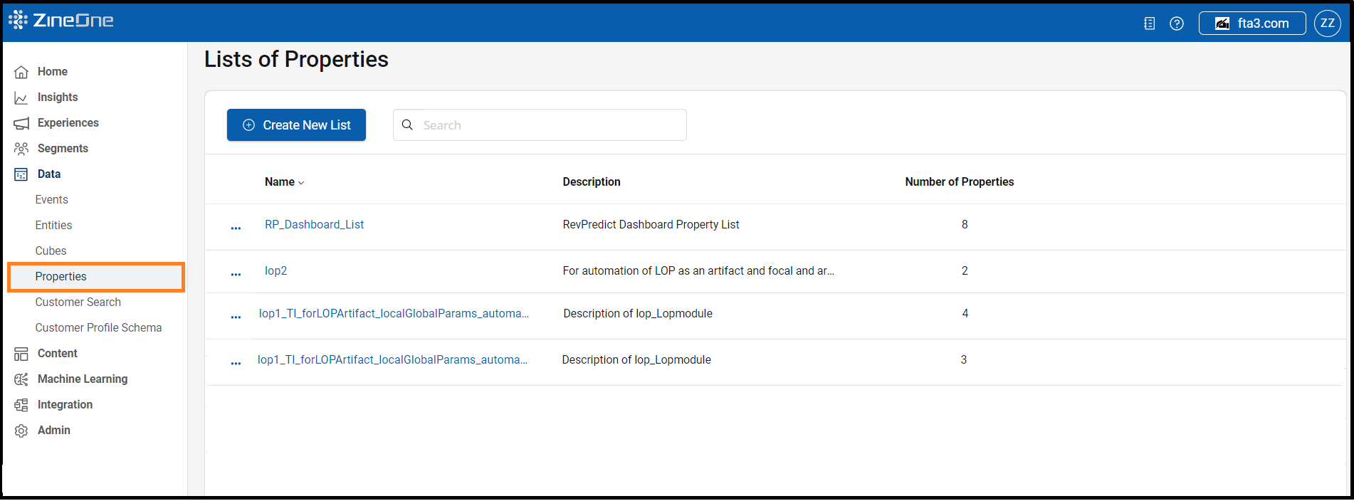 Creating the List of Properties