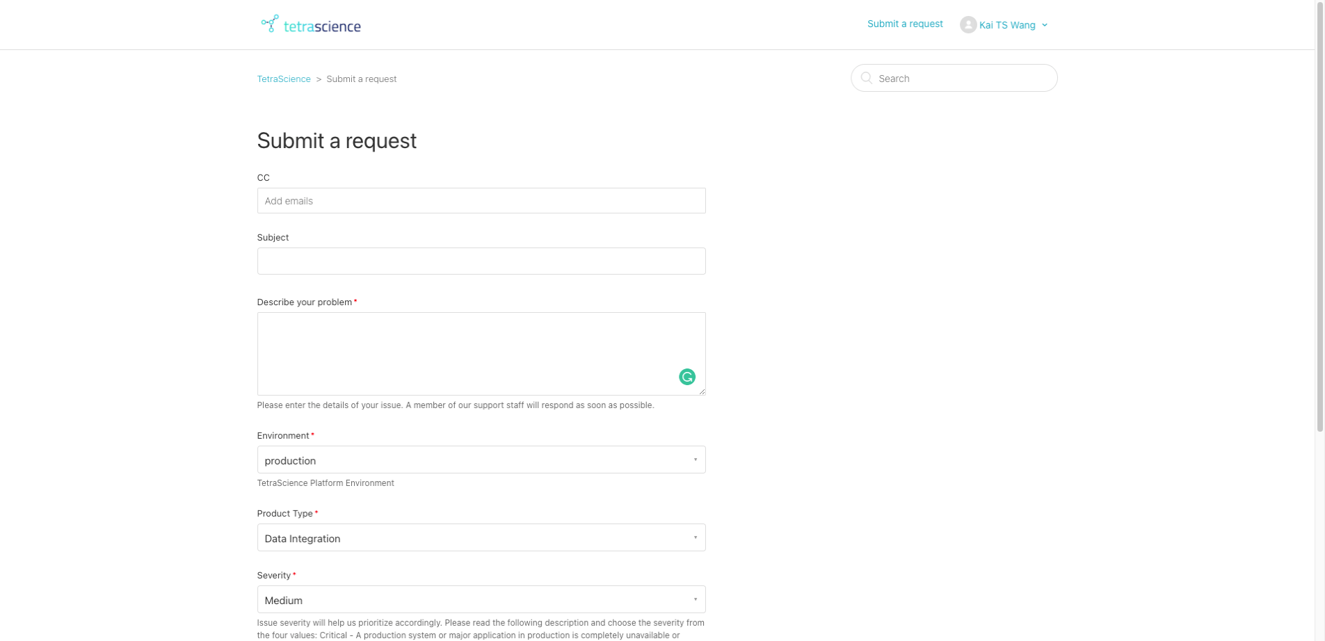 Submitting Support Requests