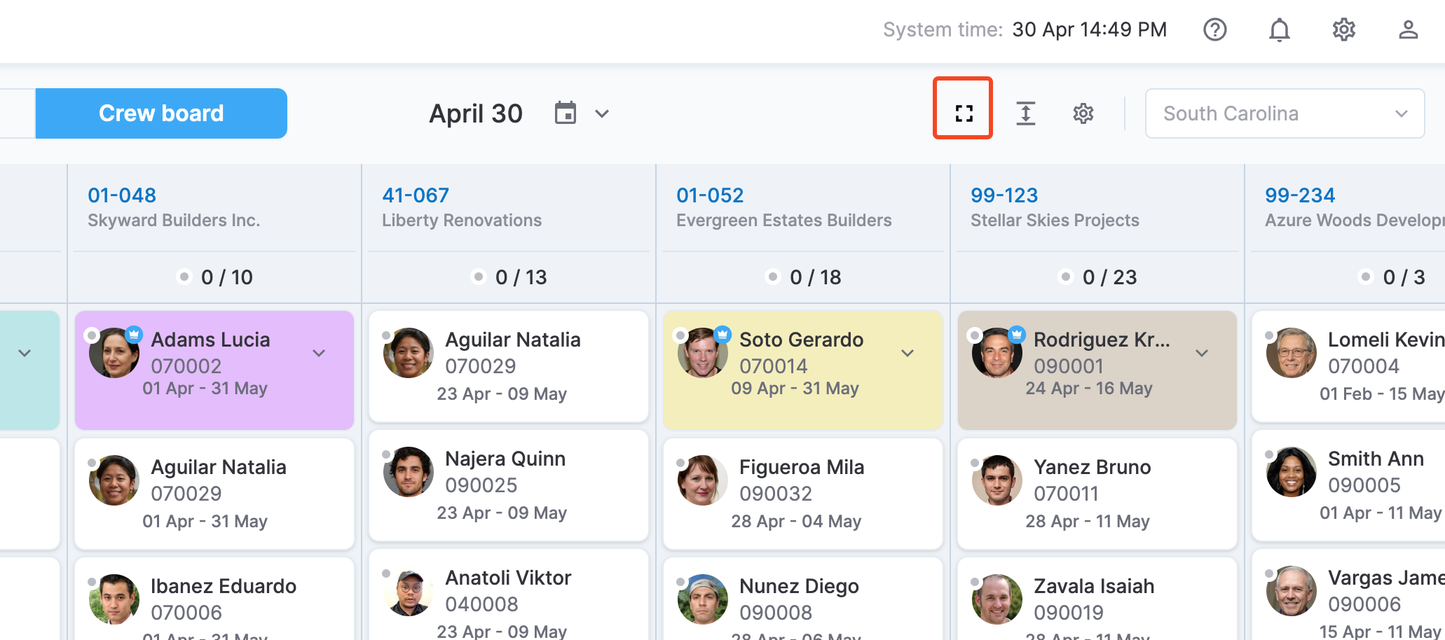 Daily schedule overview