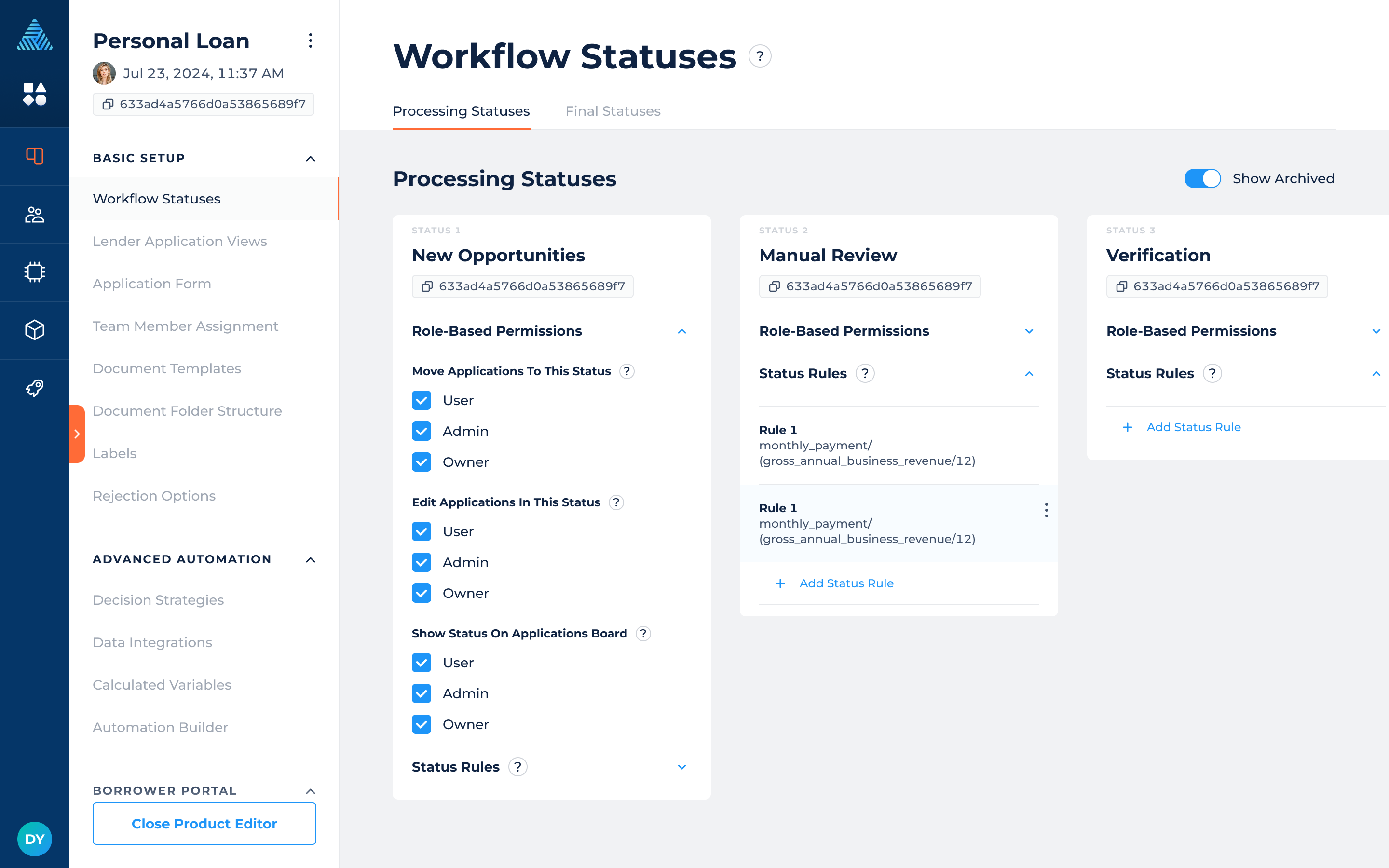 Workflow Statuses