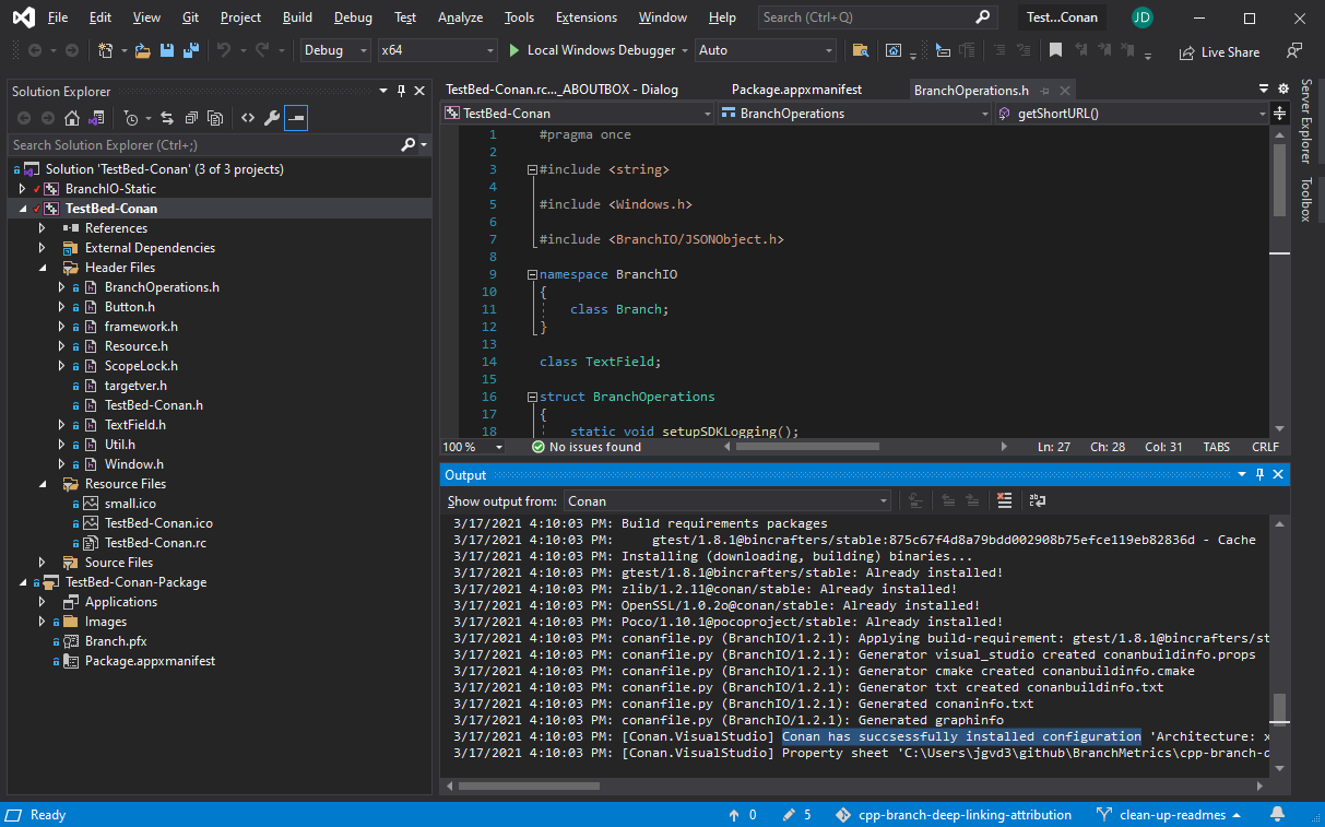 Win32 C++ Conan Integration Win32 C++ Conan Integration