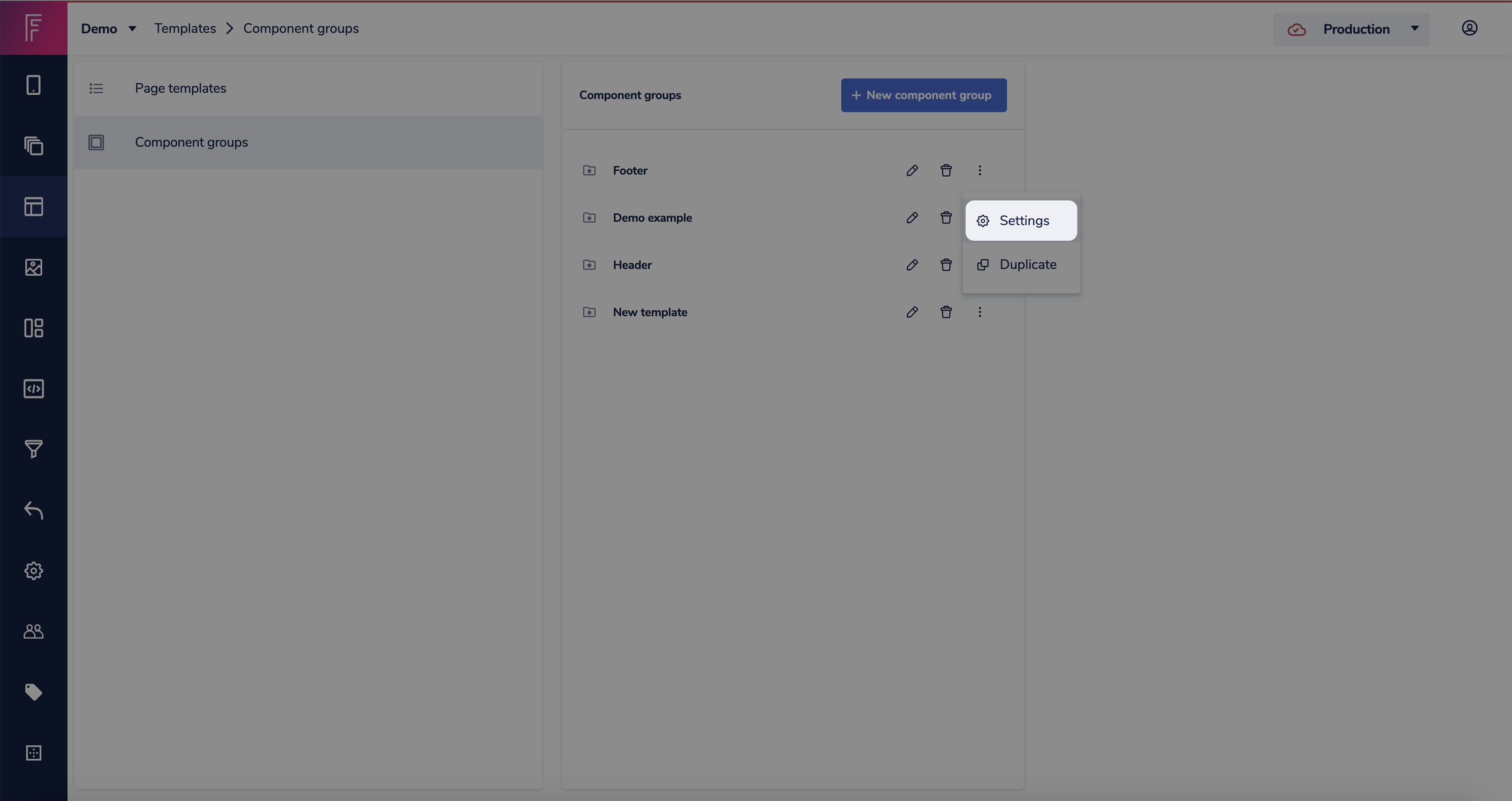 Creating a component group
