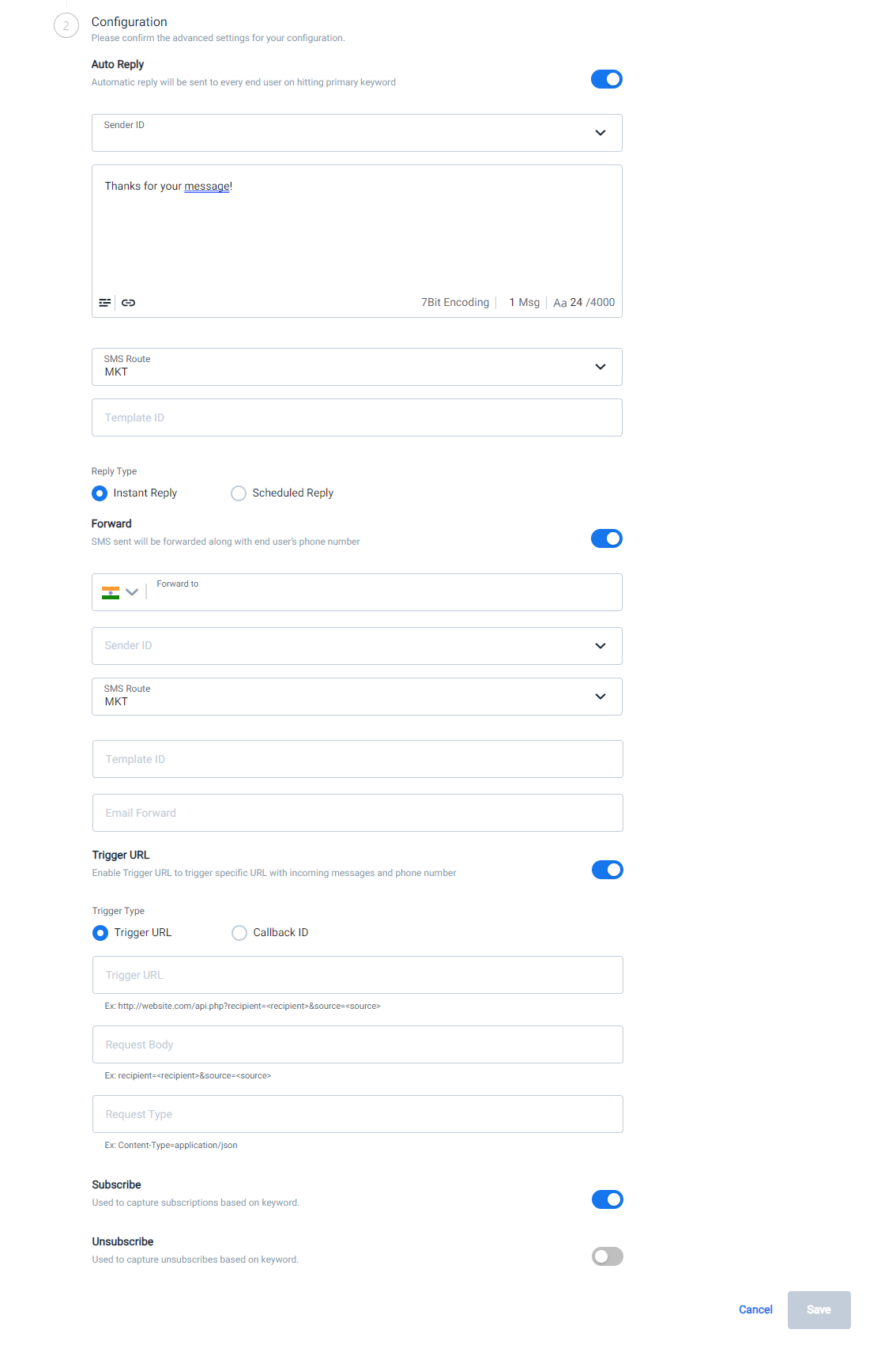 Configure Receive Message