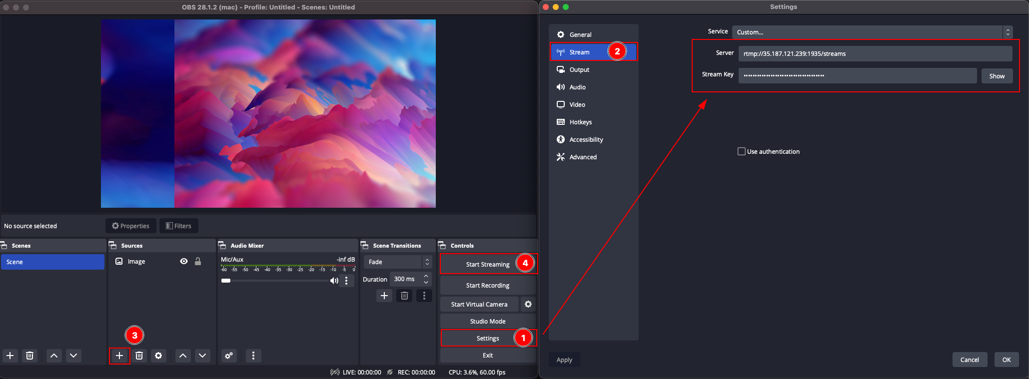 Create RTMP ingest data for Streams Live