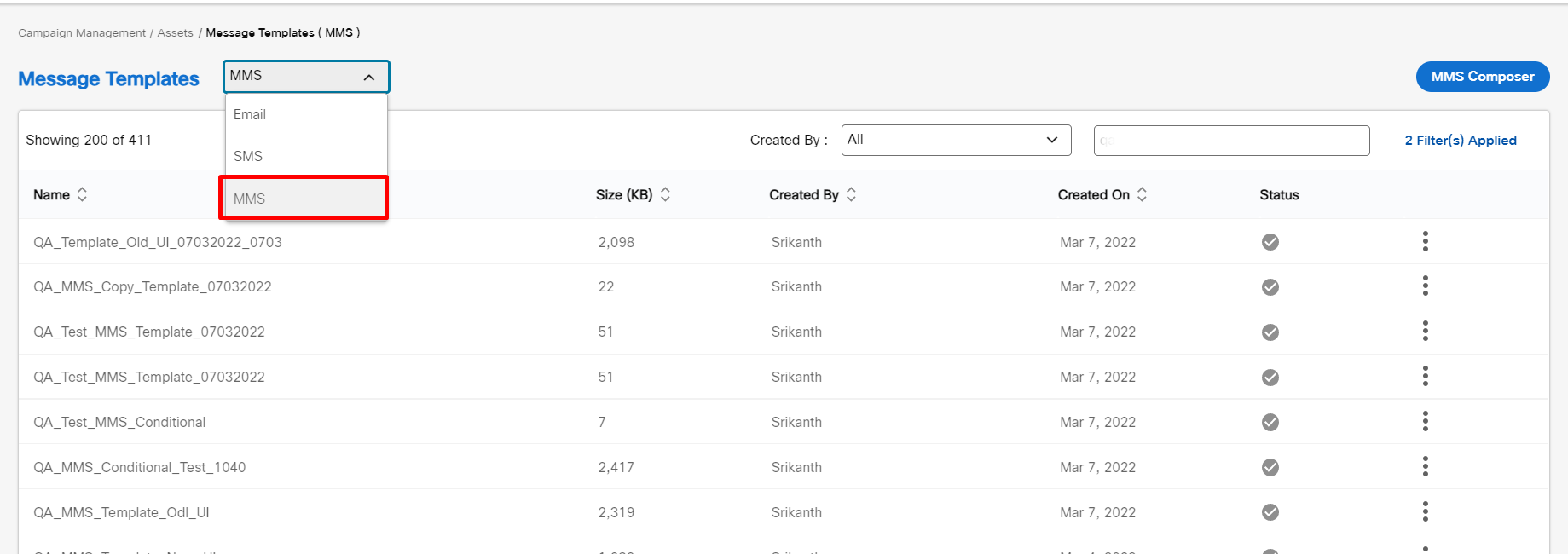 Create an MMS Template