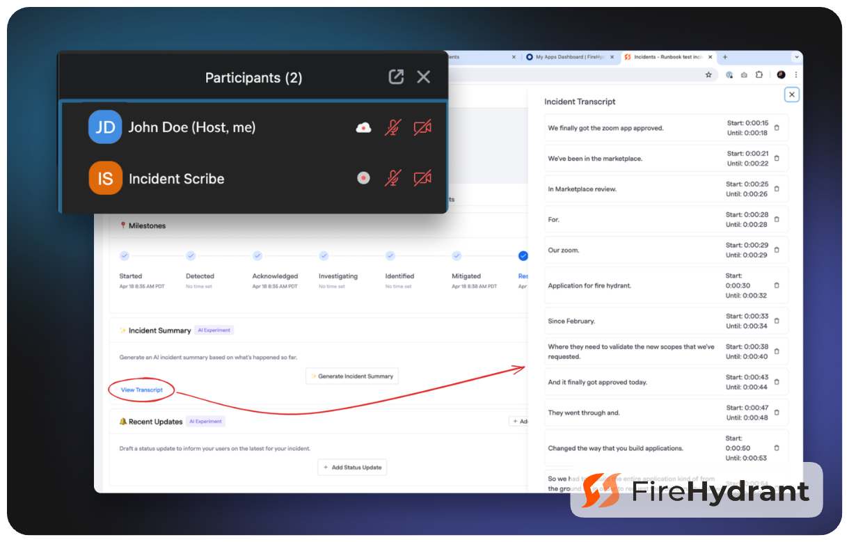 AI Meeting Transcription | FireHydrant