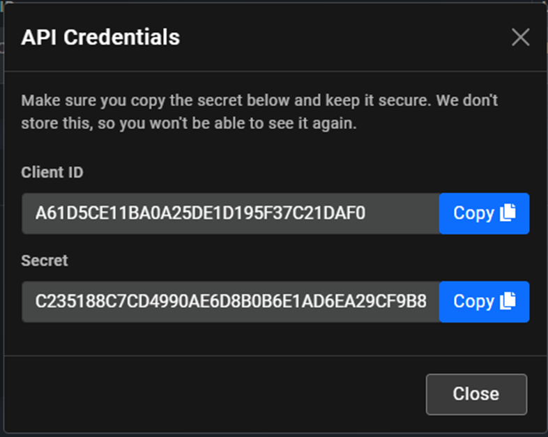 Create API Credentials