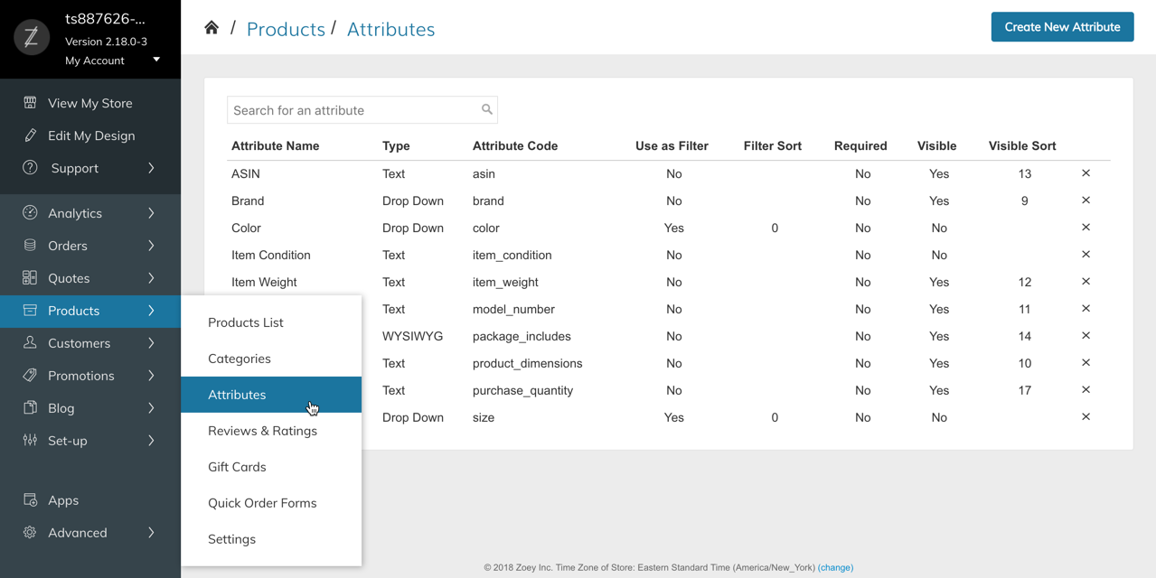 Manage Attributes (Product > Attributes) Manage Attributes (Product > Attributes)