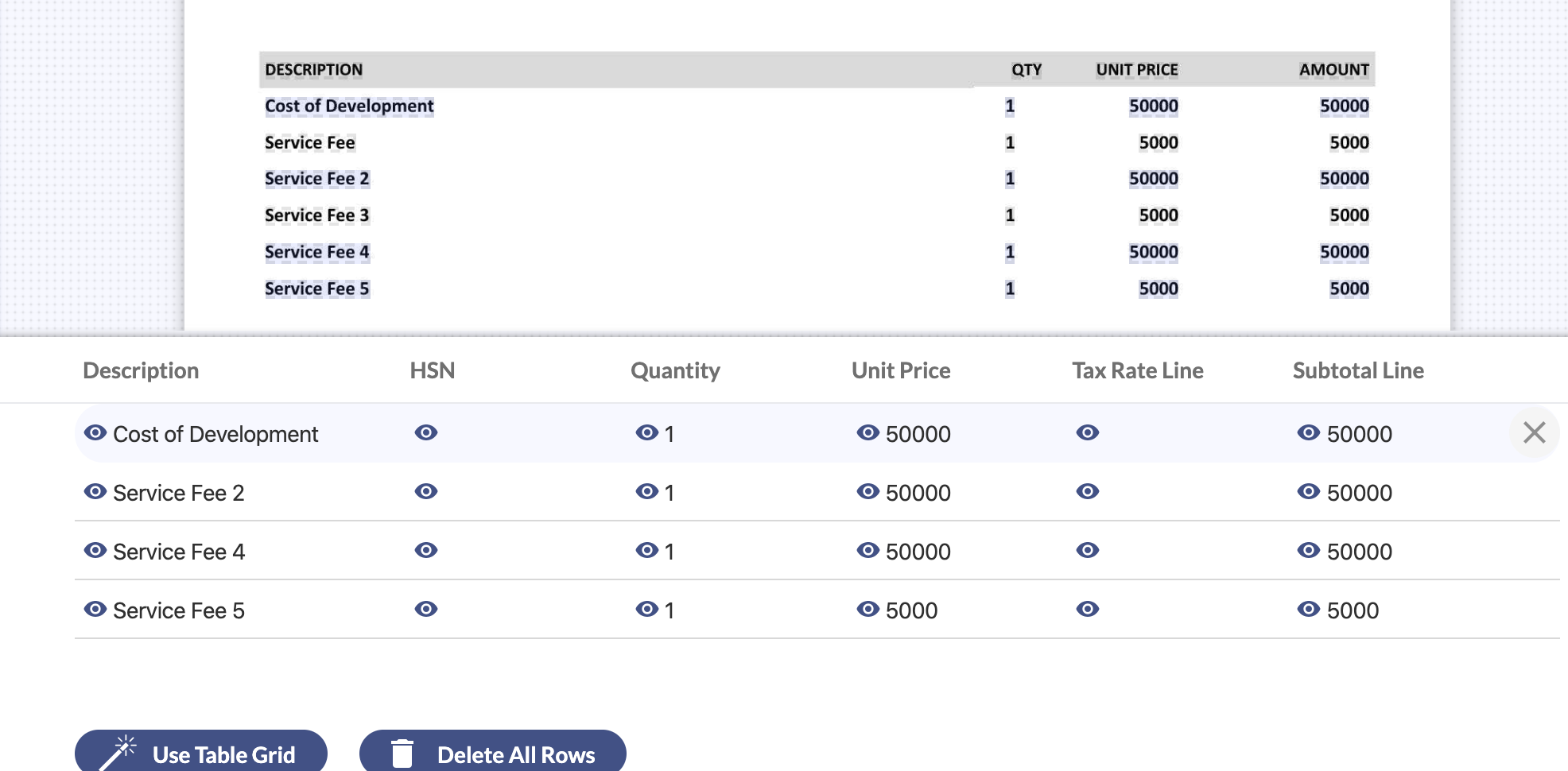 How to use the Table Grid?